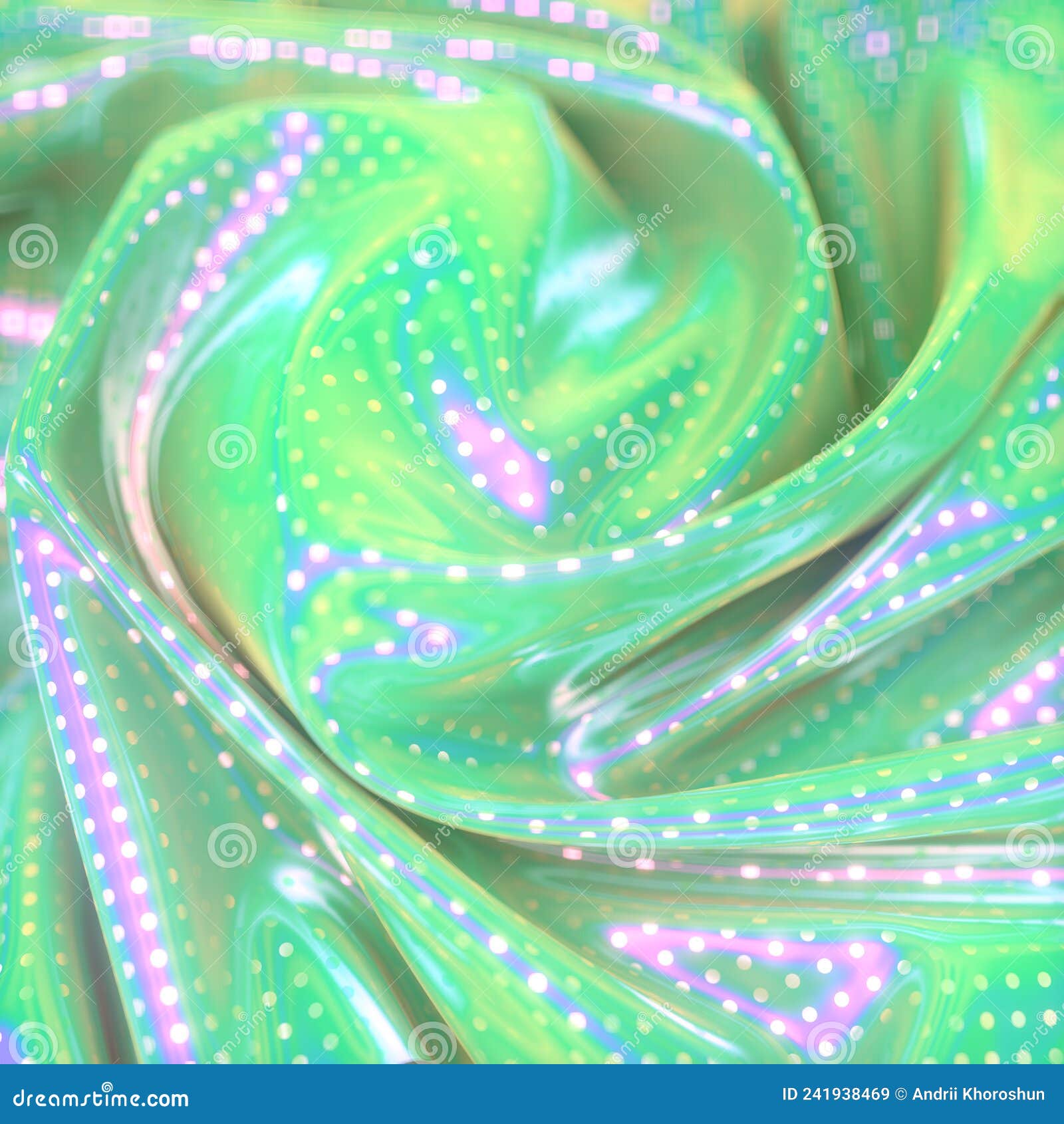 Rainbow Shimmering Fabric with a Sparkling Pattern of Shiny Circles ...