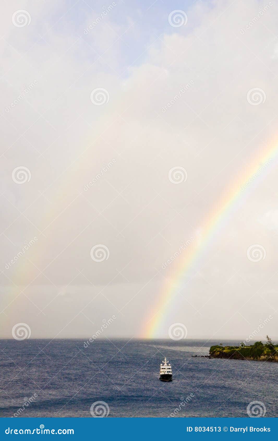 Rainbow and Ship stock image. Image of boat, shore, water - 8034513