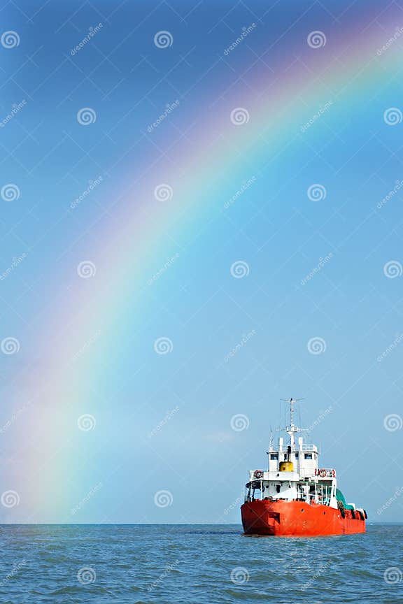 Rainbow ship stock photo. Image of steamboat, schooner - 990952