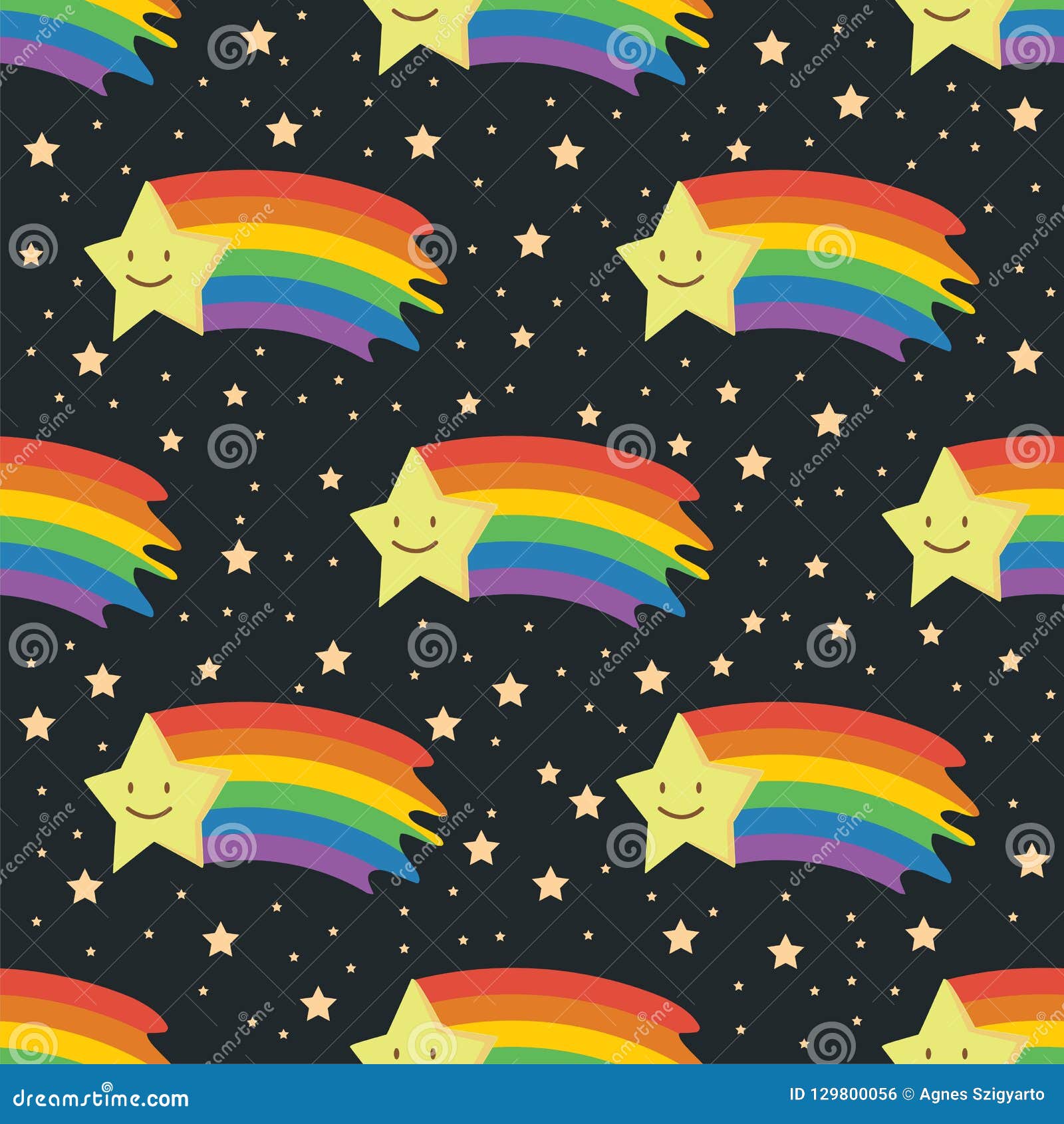 Rainbow Shooting Star Seamless Pattern Stock Vector - Illustration of ...