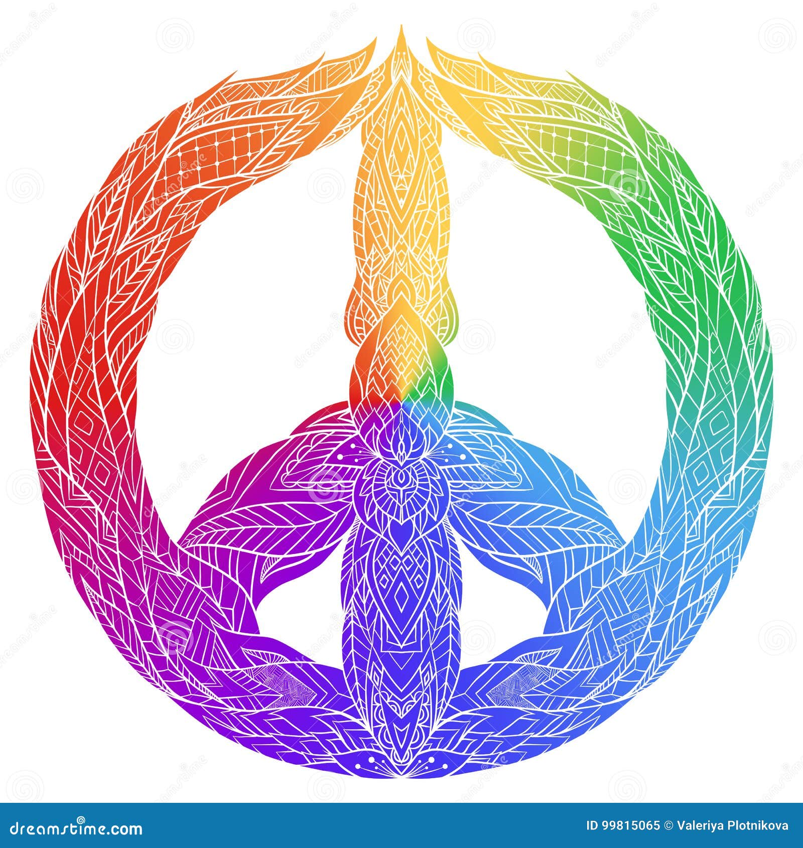 Rainbow Sign of Peace with a Boho Pattern. Stock Vector - Illustration ...