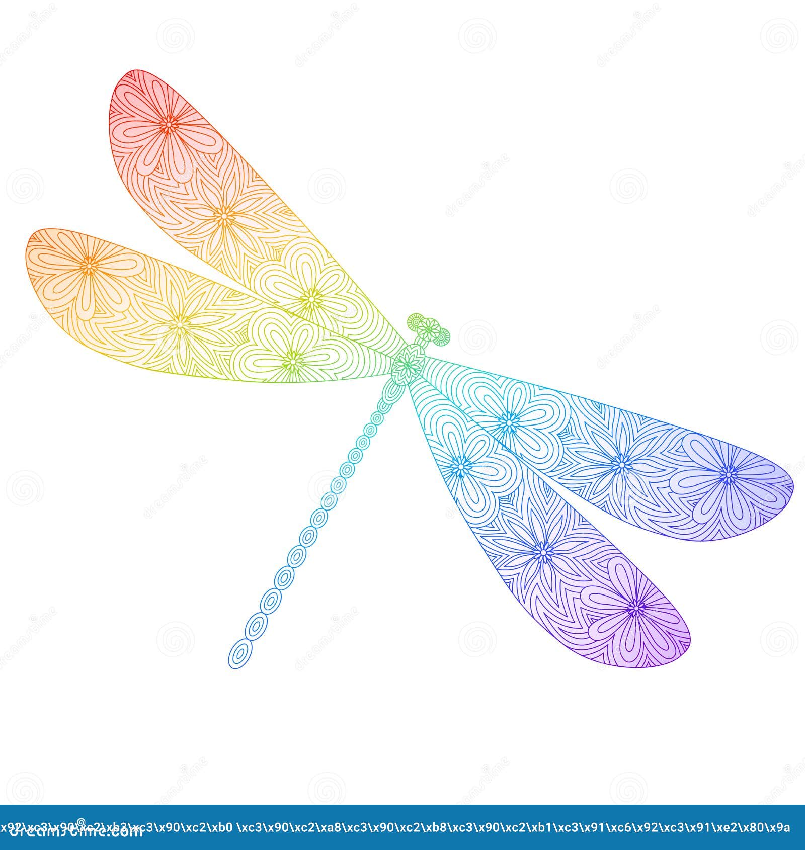 Dragonfly. Linear Art. Abstract Geometric Dragonfly Insect. Stencil For ...