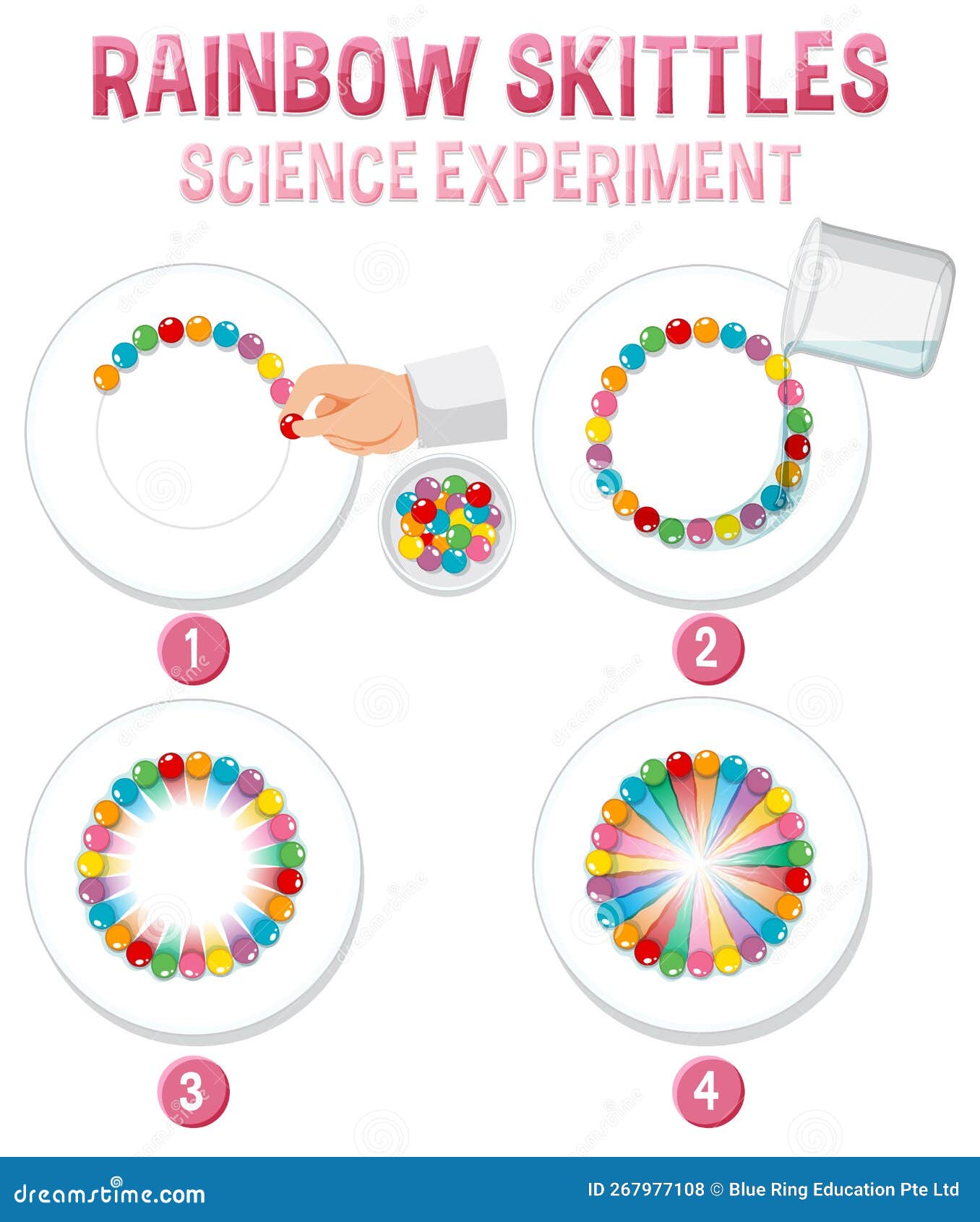 Rainbow Skittles Science Experiment Stock Vector - Illustration of ...