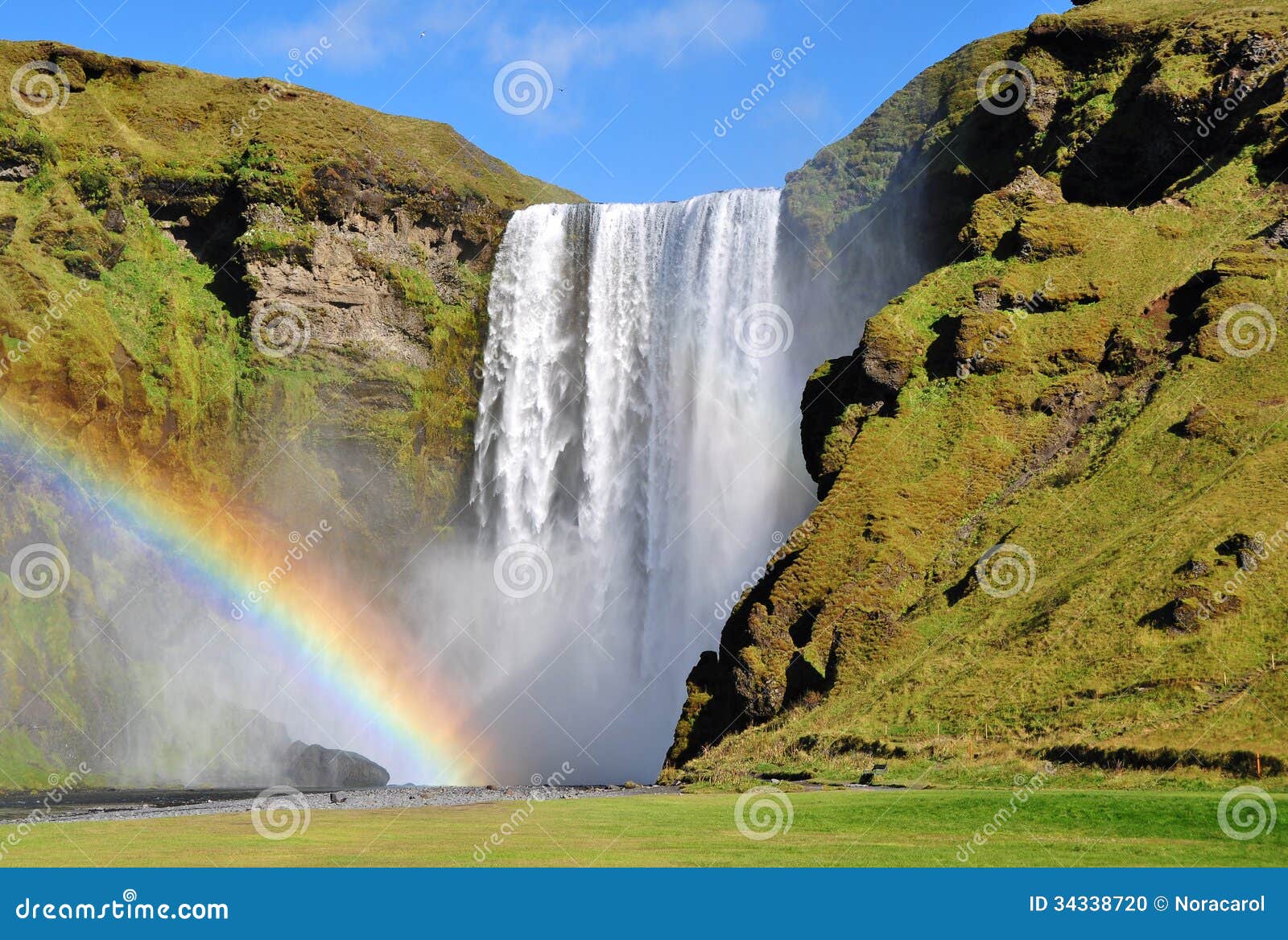 Rainbow at Skogafoss Iceland. Stock Photo - Image of river, landscape ...