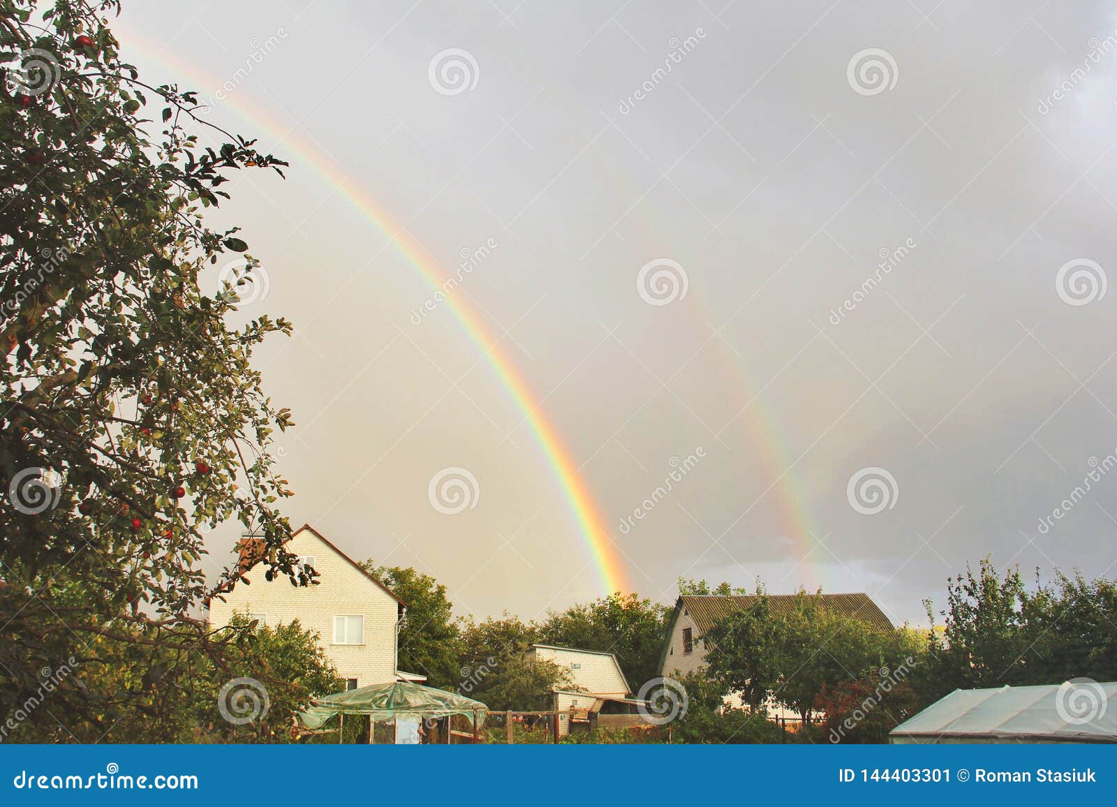 Rainbow after Rain in the Sky Stock Image - Image of autumn, heaven ...