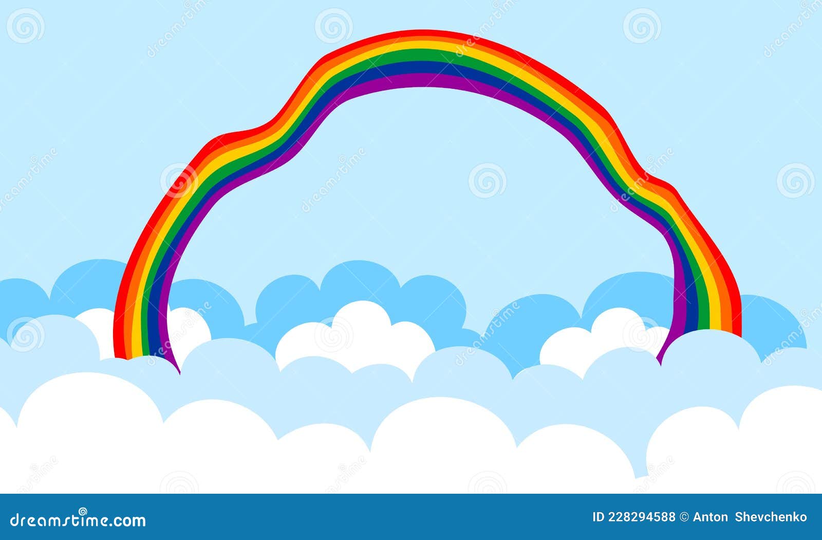Rainbow Sky Background Cartoon Design Illustration Stock Vector ...