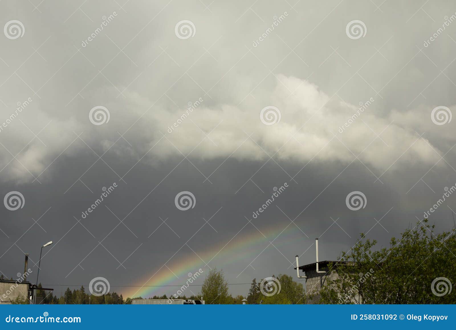 Rainbow in Sky. Rainbow Over Industrial Area Stock Photo - Image of ...