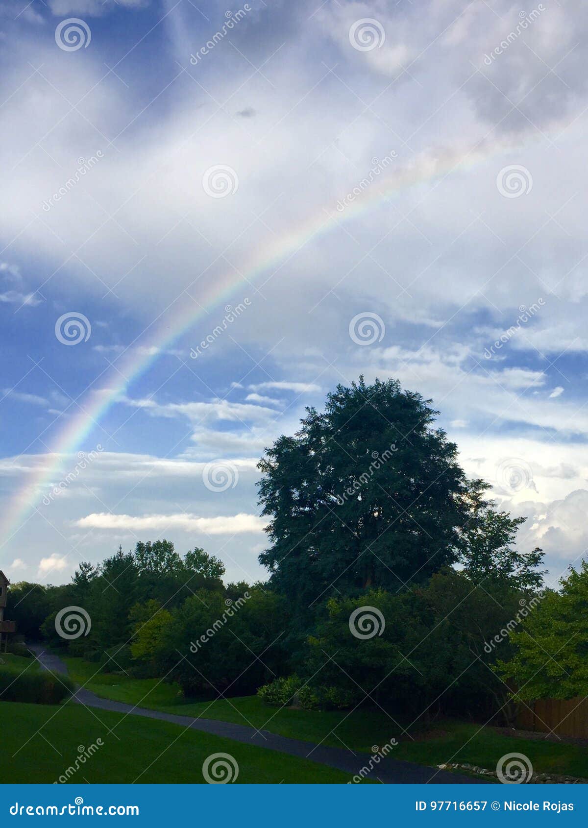 A rainbow in the sky. stock image. Image of rainbow, amazing - 97716657