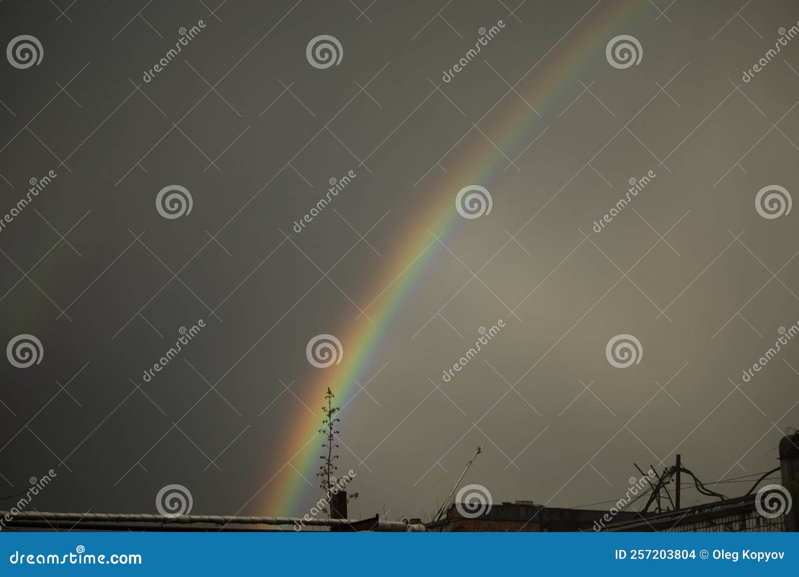 Rainbow in Sky. Refraction of Light. Weather after Rain Stock Photo ...