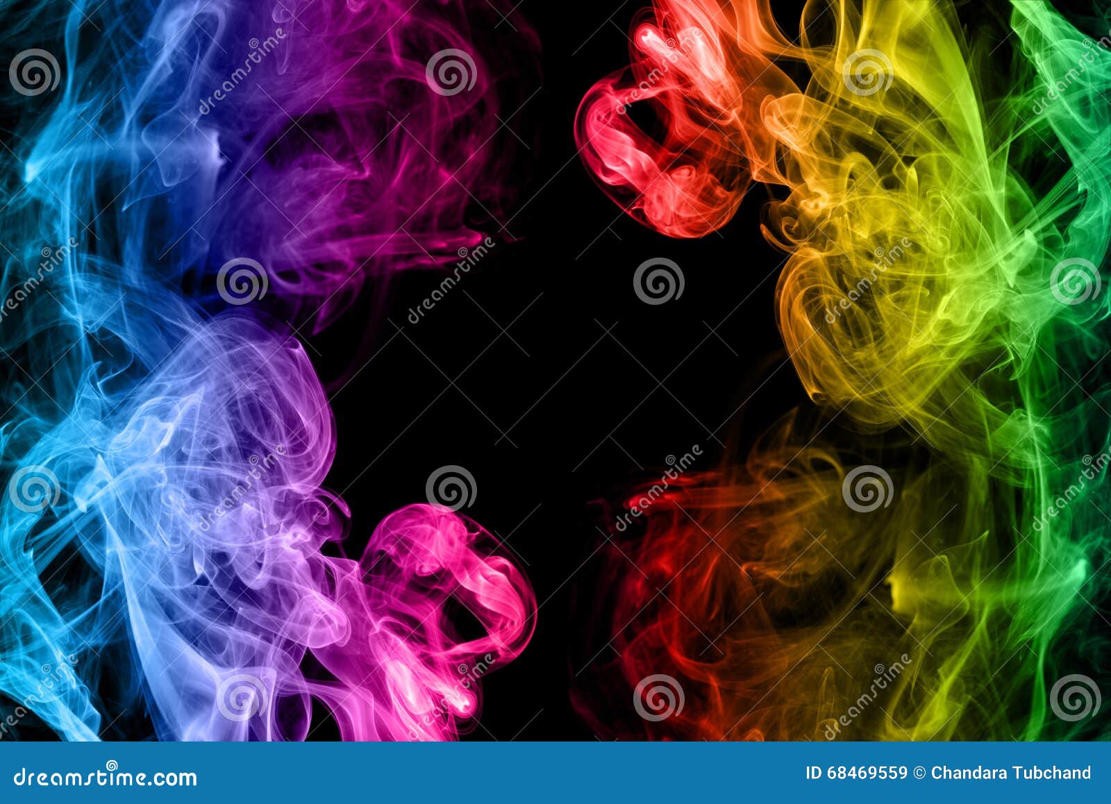 Rainbow Smoke Abstract on Black Background Stock Image - Image of copy ...