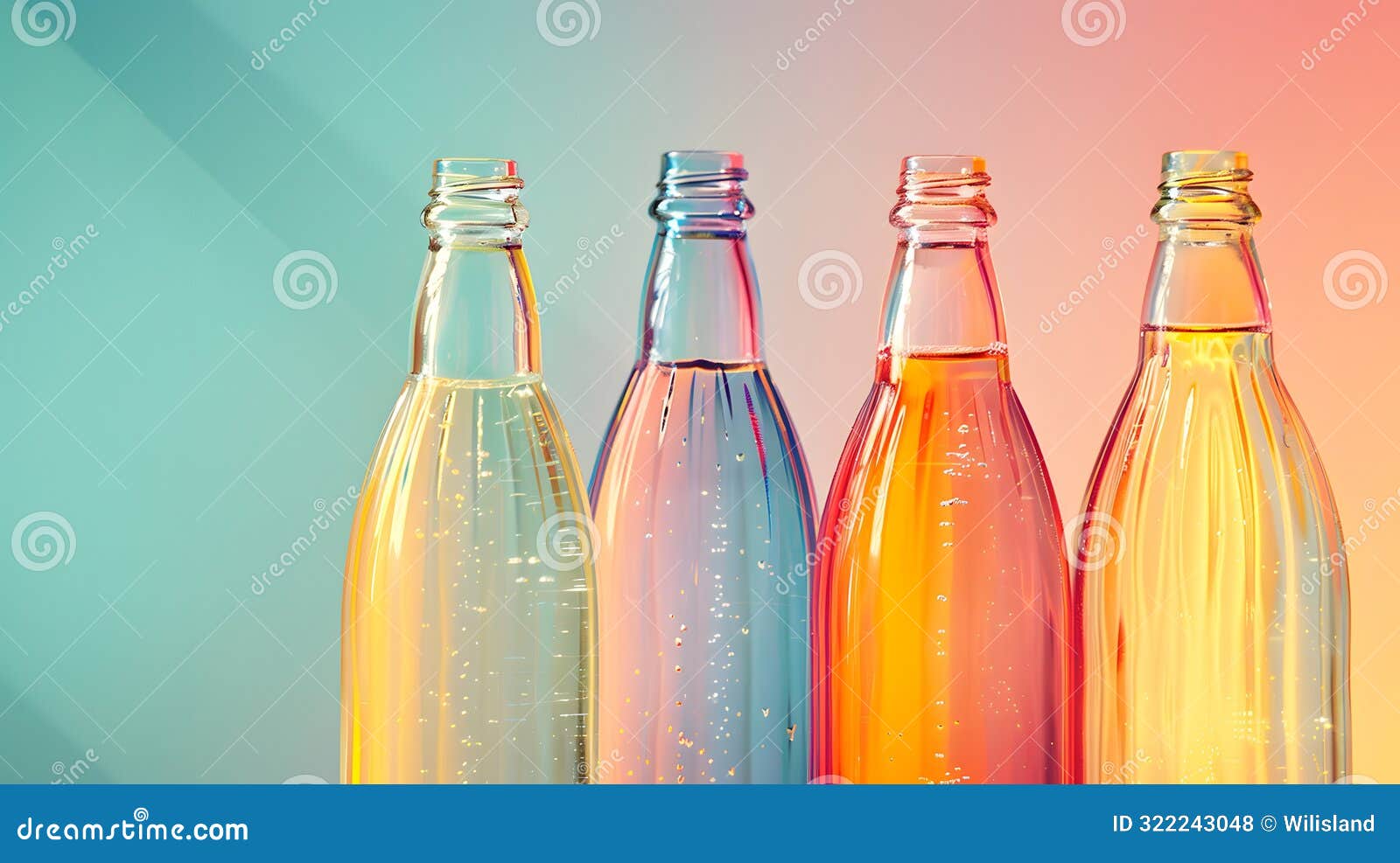 Rainbow Solarization on Kitchen Glass Bottles Stock Illustration ...