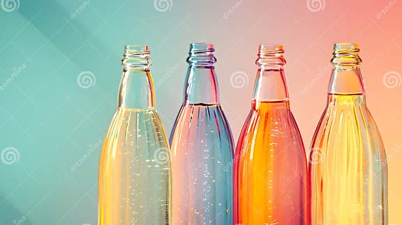 Rainbow Solarization on Kitchen Glass Bottles Stock Illustration ...