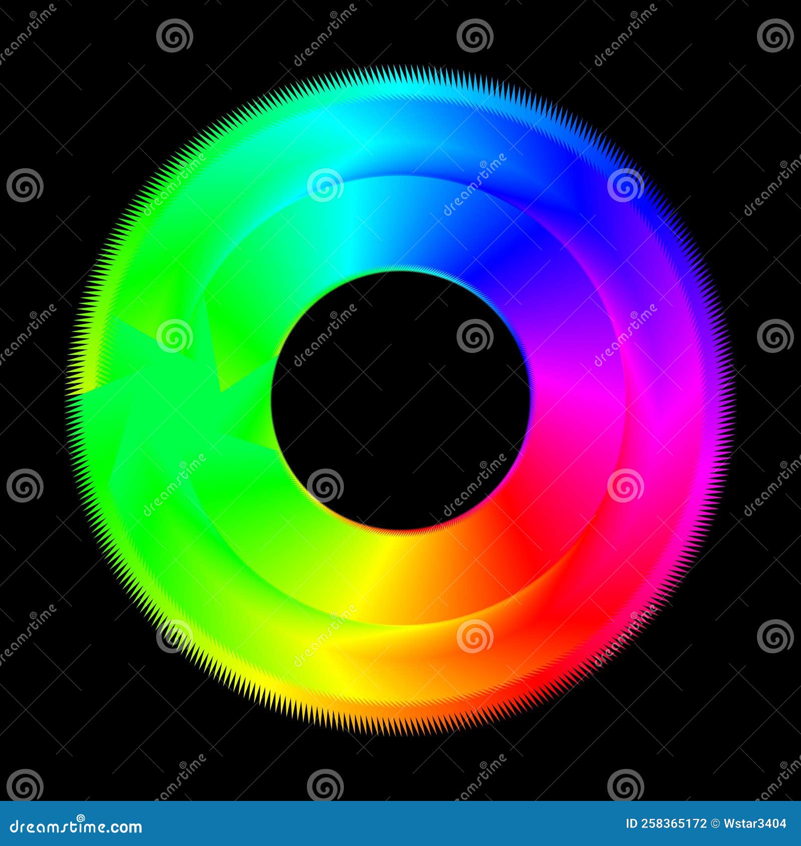 Rainbow Spectrum Circle. Circled Saw Isolated on Black Background Stock ...
