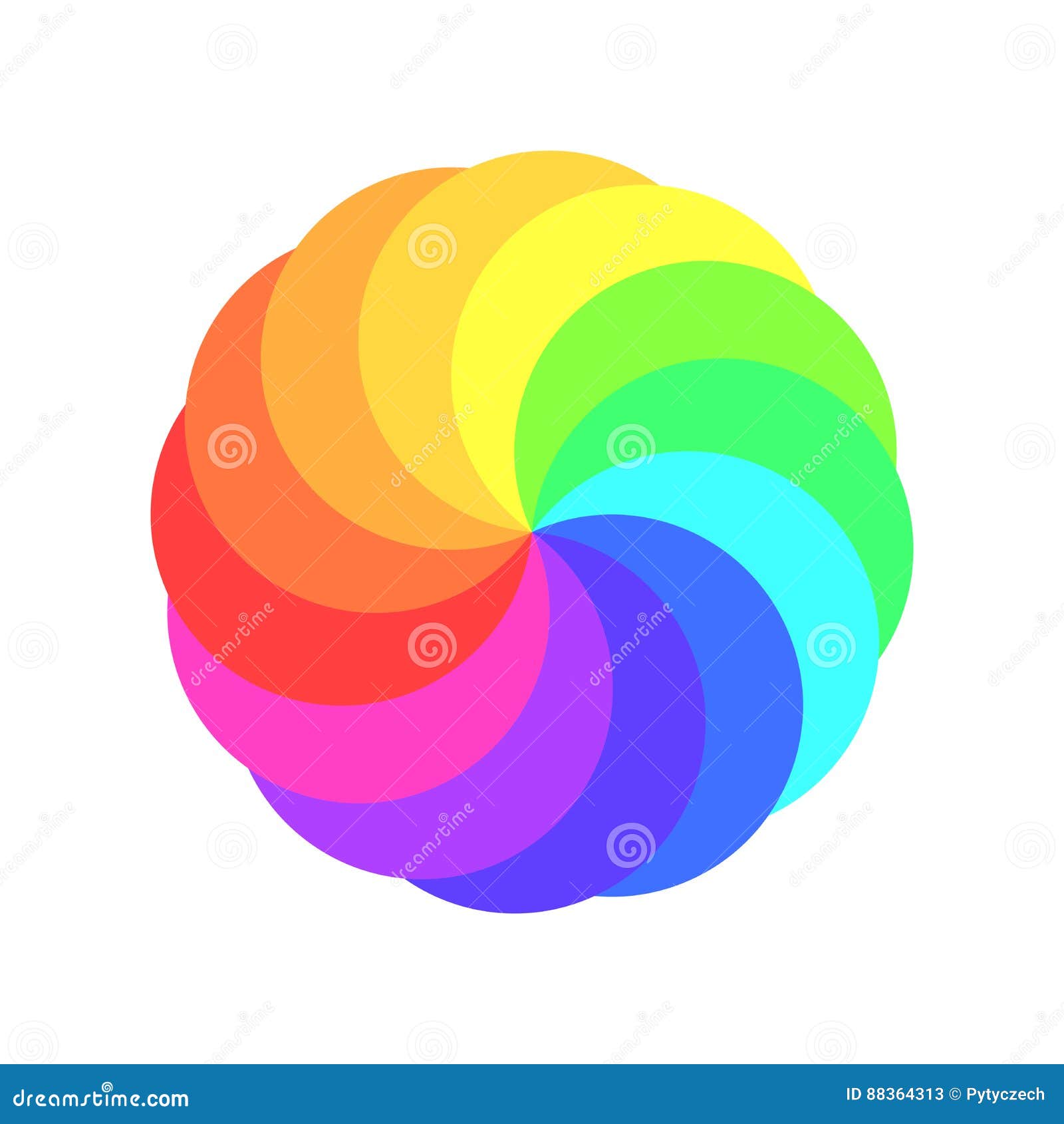 Rainbow Spectrum Color Wheel. Children Wind Vane Vector Illustration ...
