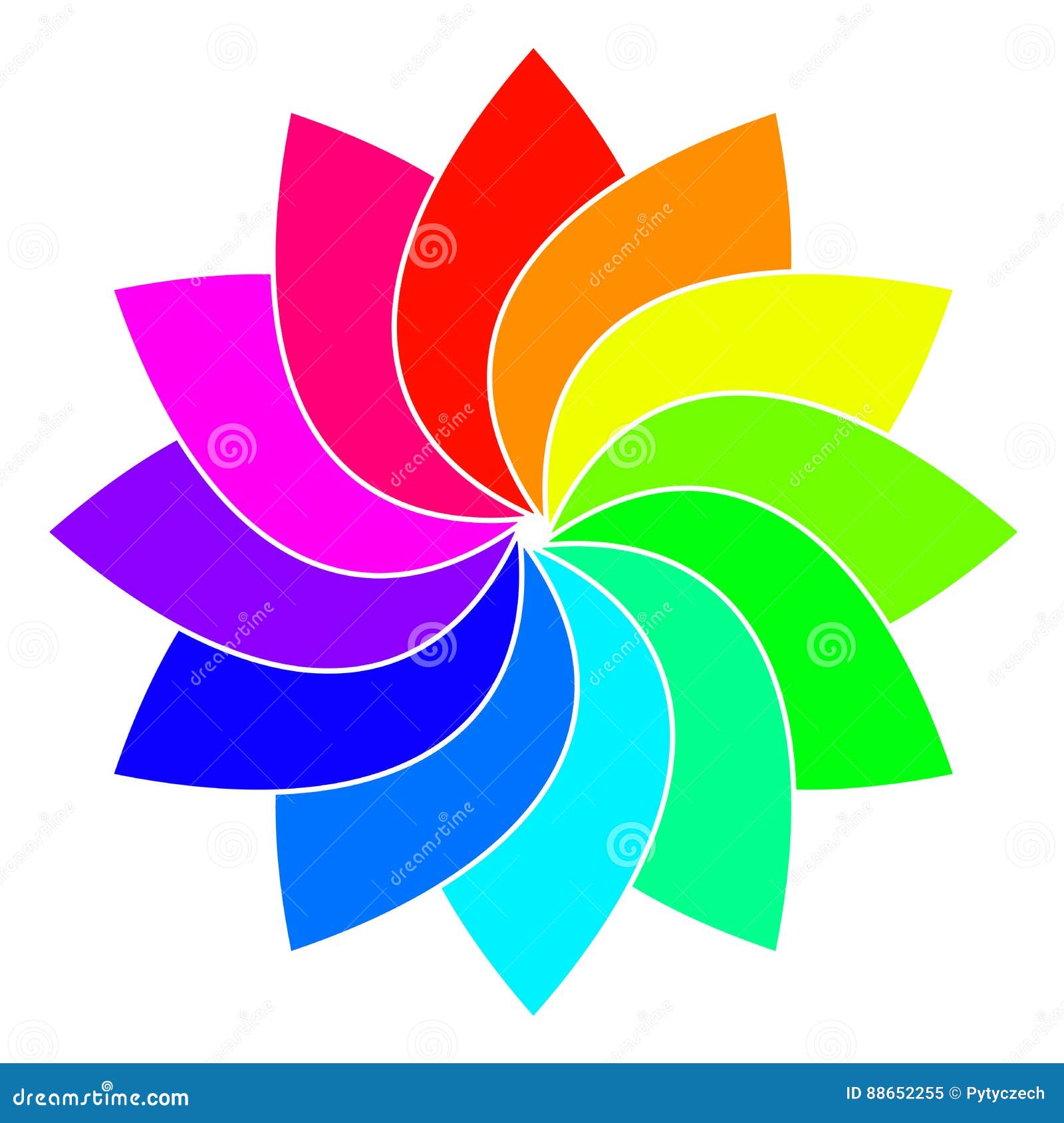 Rainbow Spectrum Color Wheel. Children Wind Vane Vector Illustration ...