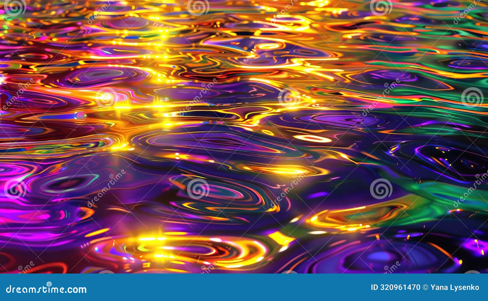 Rainbow Spectrum Reflection on Rippling Water Surface. Concept of ...