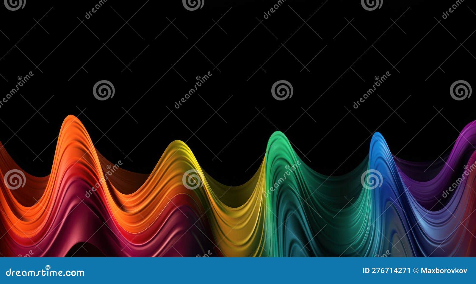 Rainbow Spectrum Wavy Smooth Lines Abstract Pattern Design on Black ...