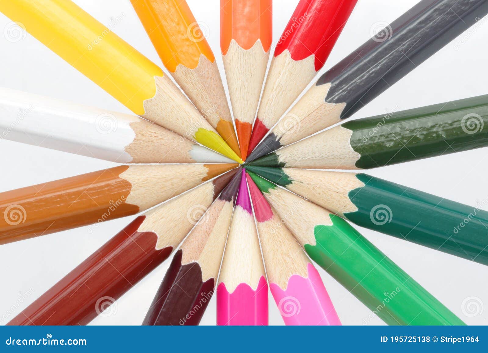 Rainbow Spectrum Wheel of Multi Colored Pencils Stock Photo - Image of ...