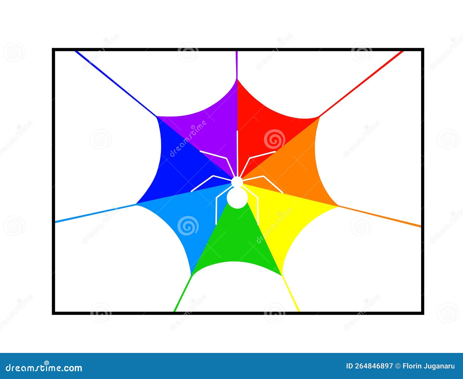 Rainbow Spider Web Attached To the Edges of a Rectangular Frame Stock ...