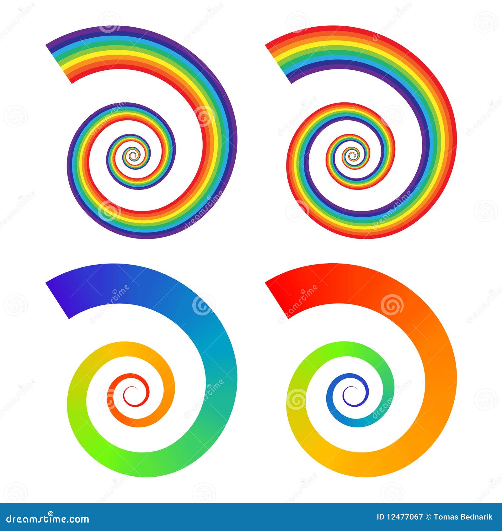 Set Of Different Spirals In Black Silhouette Isolated On White ...