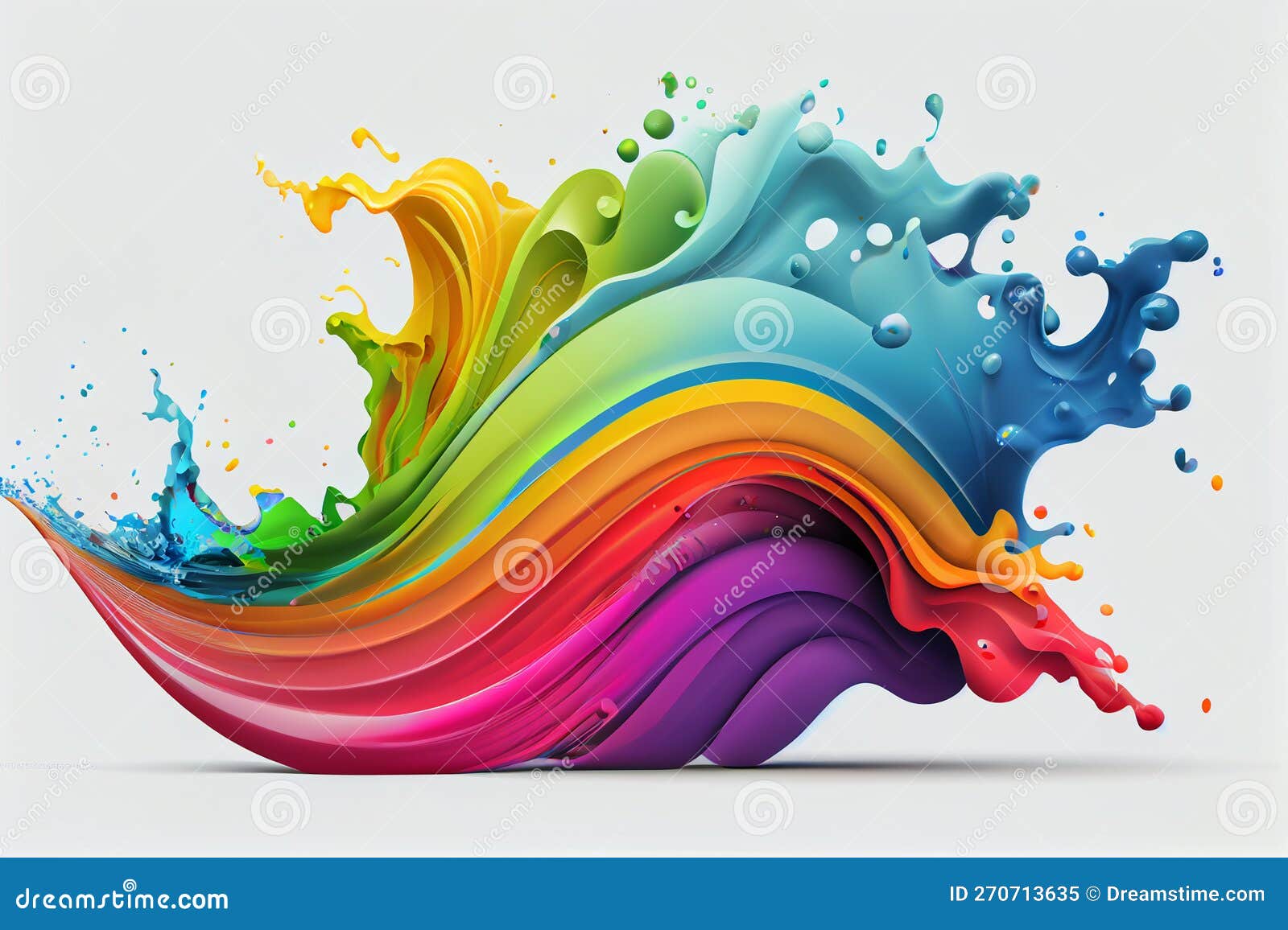 Rainbow Splash Wave. Colorful Paint Splash. Isolated.generative Ai ...