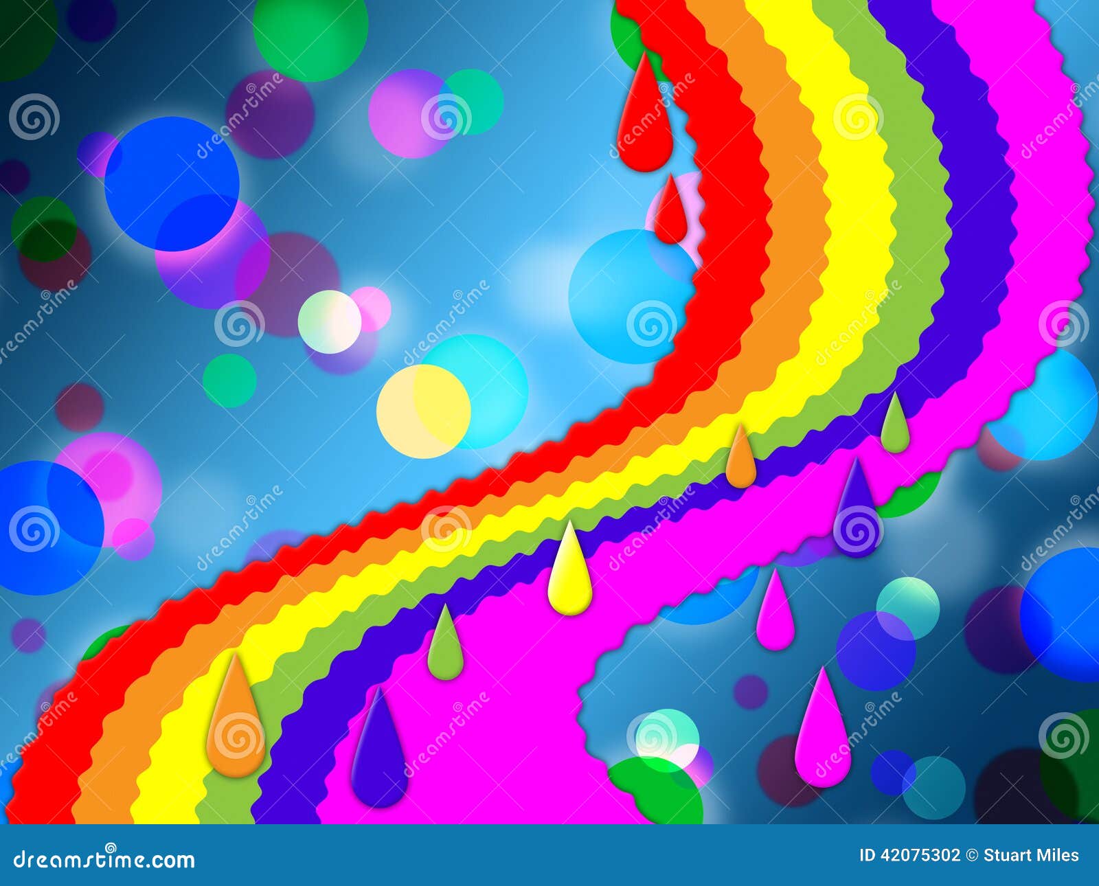 Rainbow Spots Background Means Painted and Dotted Stock Illustration ...