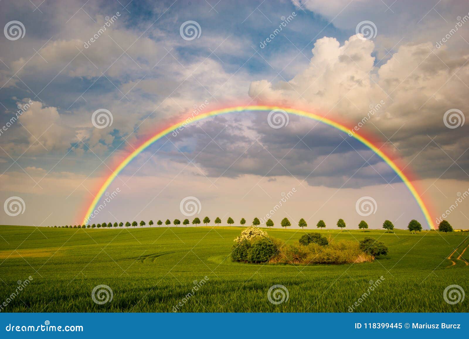 Rainbow after a Spring Storm Stock Image - Image of grass, colorful ...