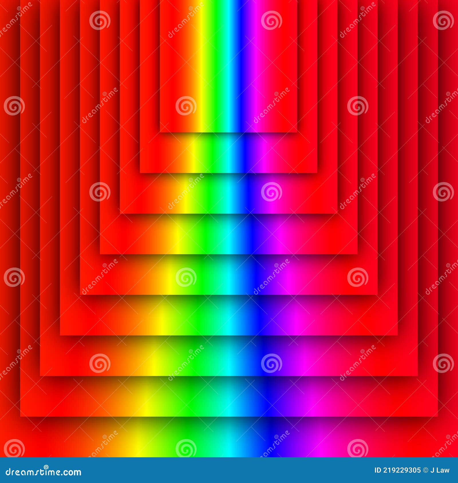 Rainbow Square Vivid Multi-coloured Concentric Design Stock ...
