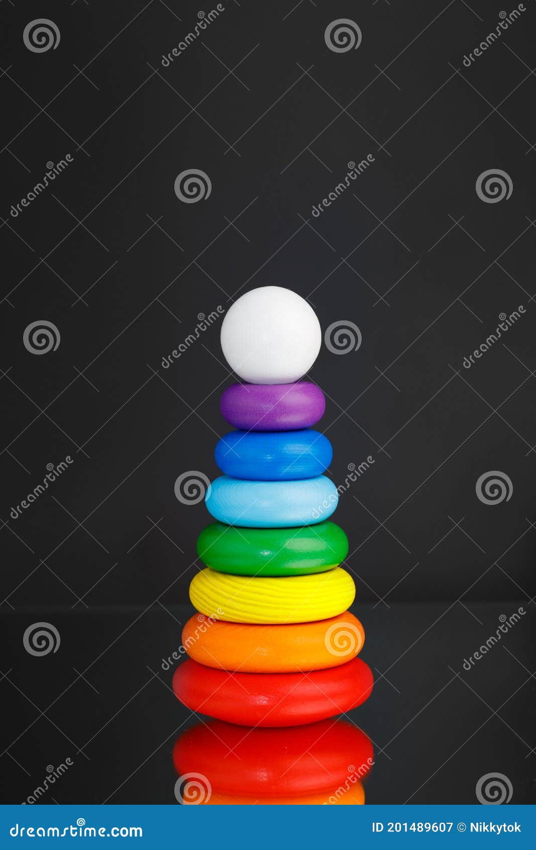 Rainbow Stacking Rings Kids Toy, Gray Background Stock Image - Image of ...