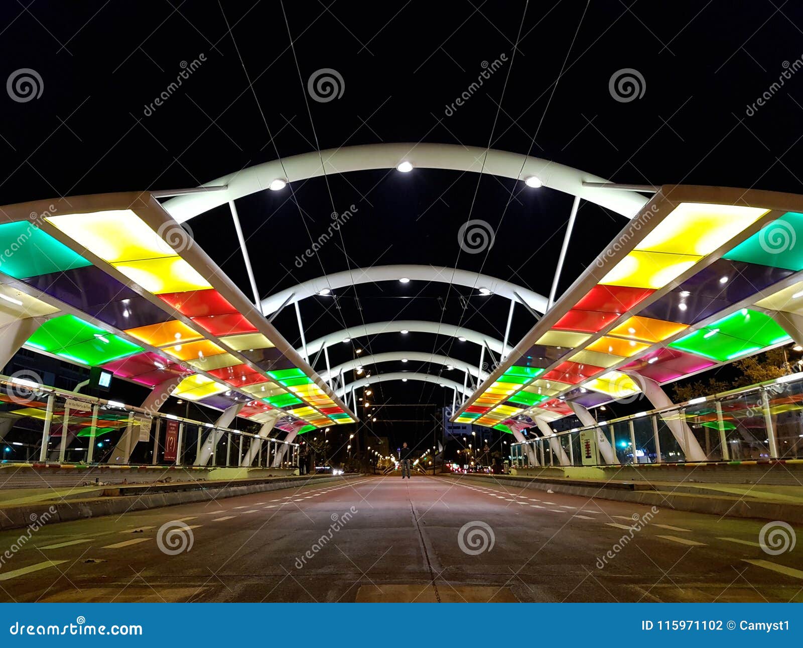 The Rainbow Stop of Tram in Castellon Stock Photo - Image of bush ...