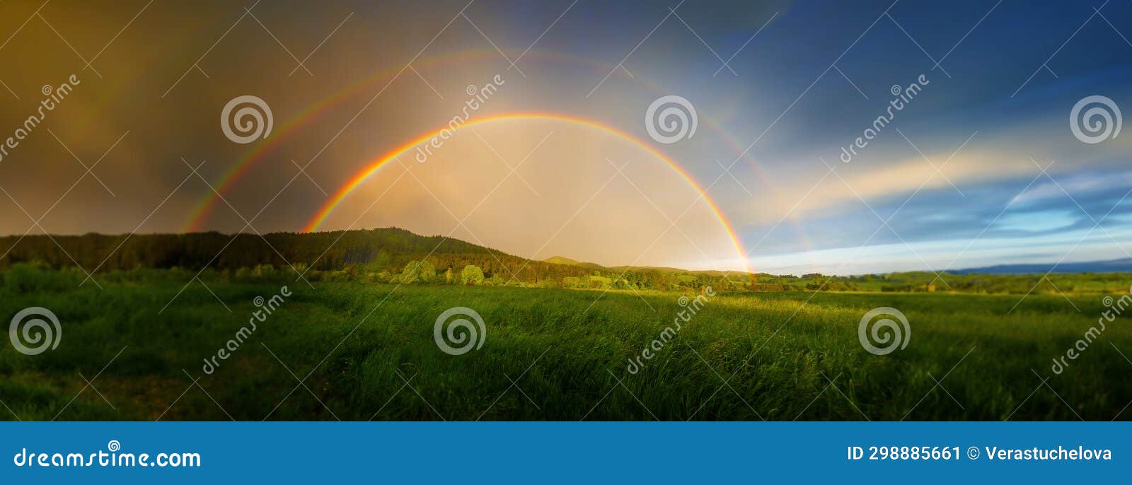 Rainbow after storm stock image. Image of evening, colors - 298885661