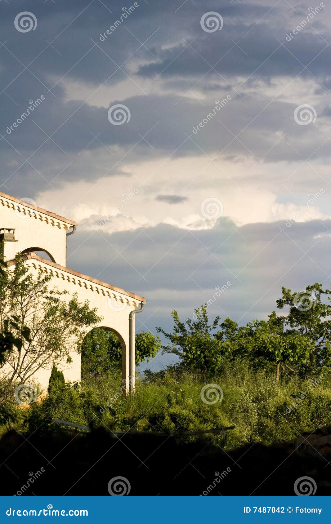 Rainbow and Stormy Sky Over House Stock Photo - Image of scenic, cloud ...