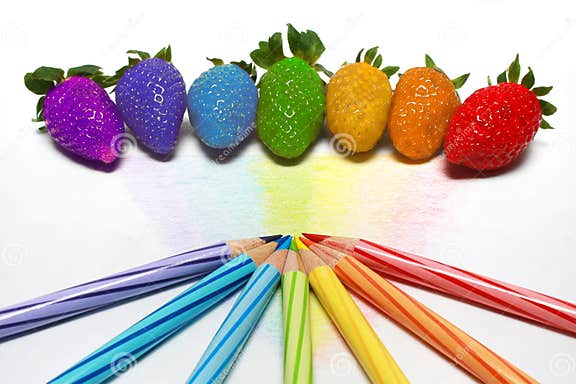 Rainbow Strawberry stock photo. Image of white, leave - 4940014