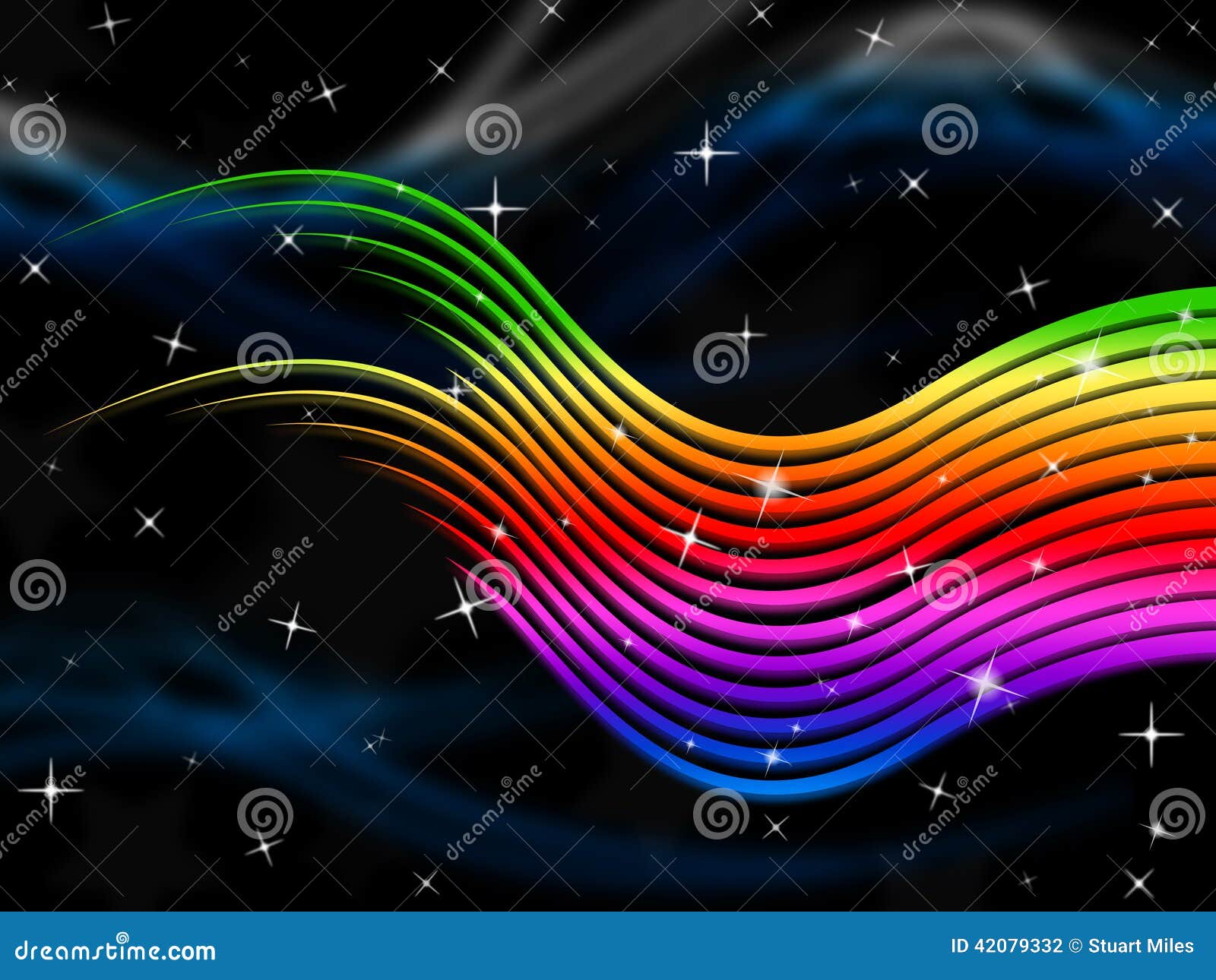 Rainbow Stripes Background Shows Multi-Colored Lines and Stars Stock ...