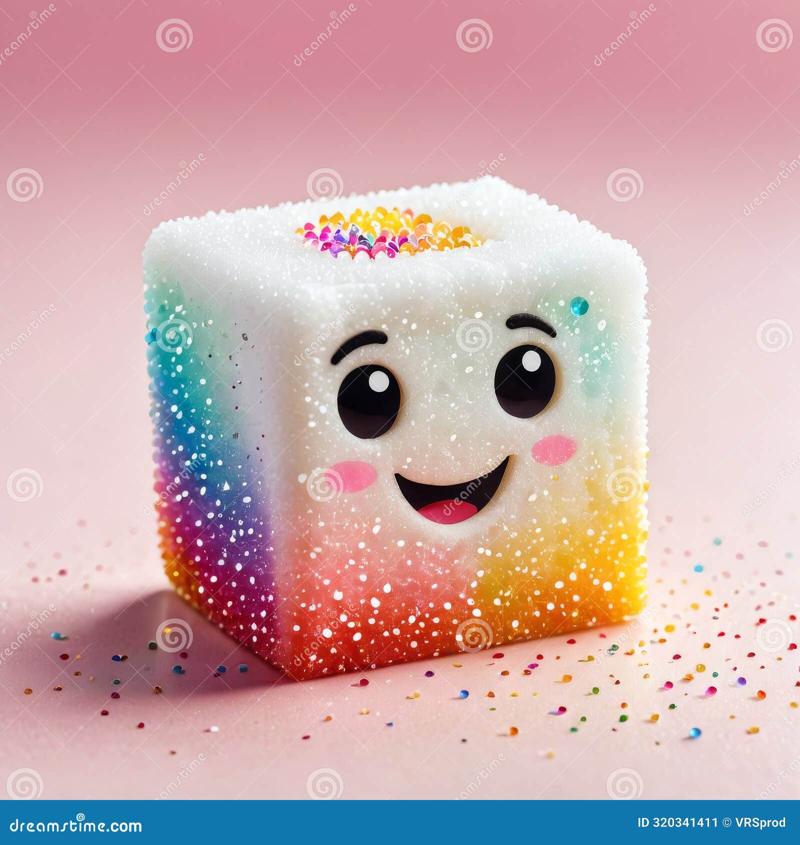 Rainbow Sugar Cube with a Smiling Face Stock Illustration ...