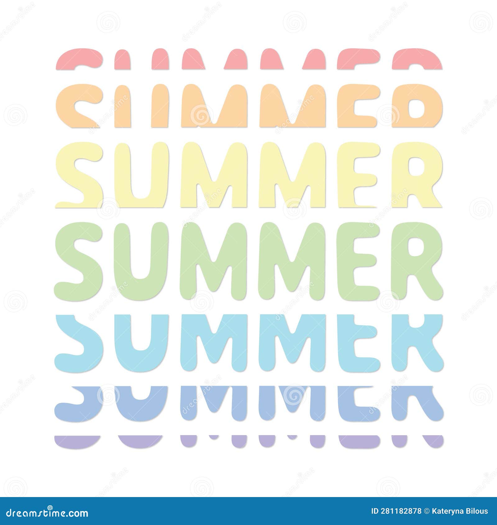 Summer Word with Rainbow Effect Colorful Stacked Letters Stock Vector ...