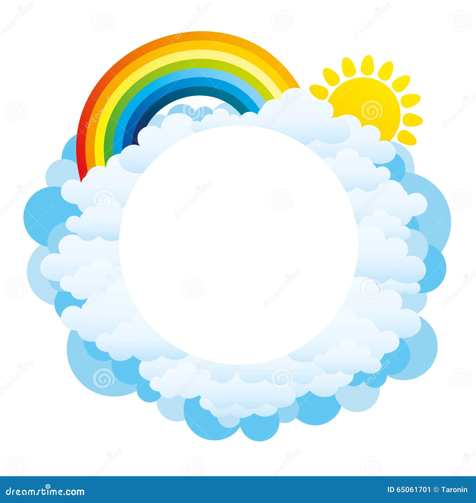 Rainbow, sun and clouds stock vector. Illustration of element - 65061701