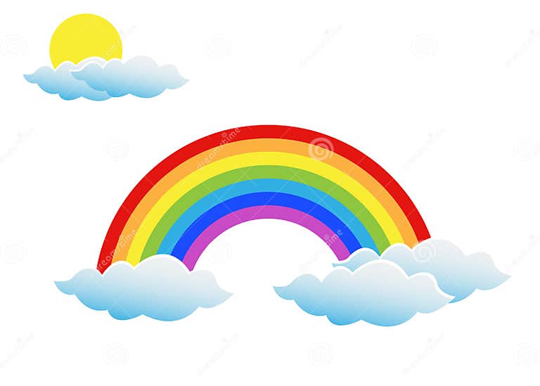 Rainbow with the Sun and the Clouds Stock Vector - Illustration of ...