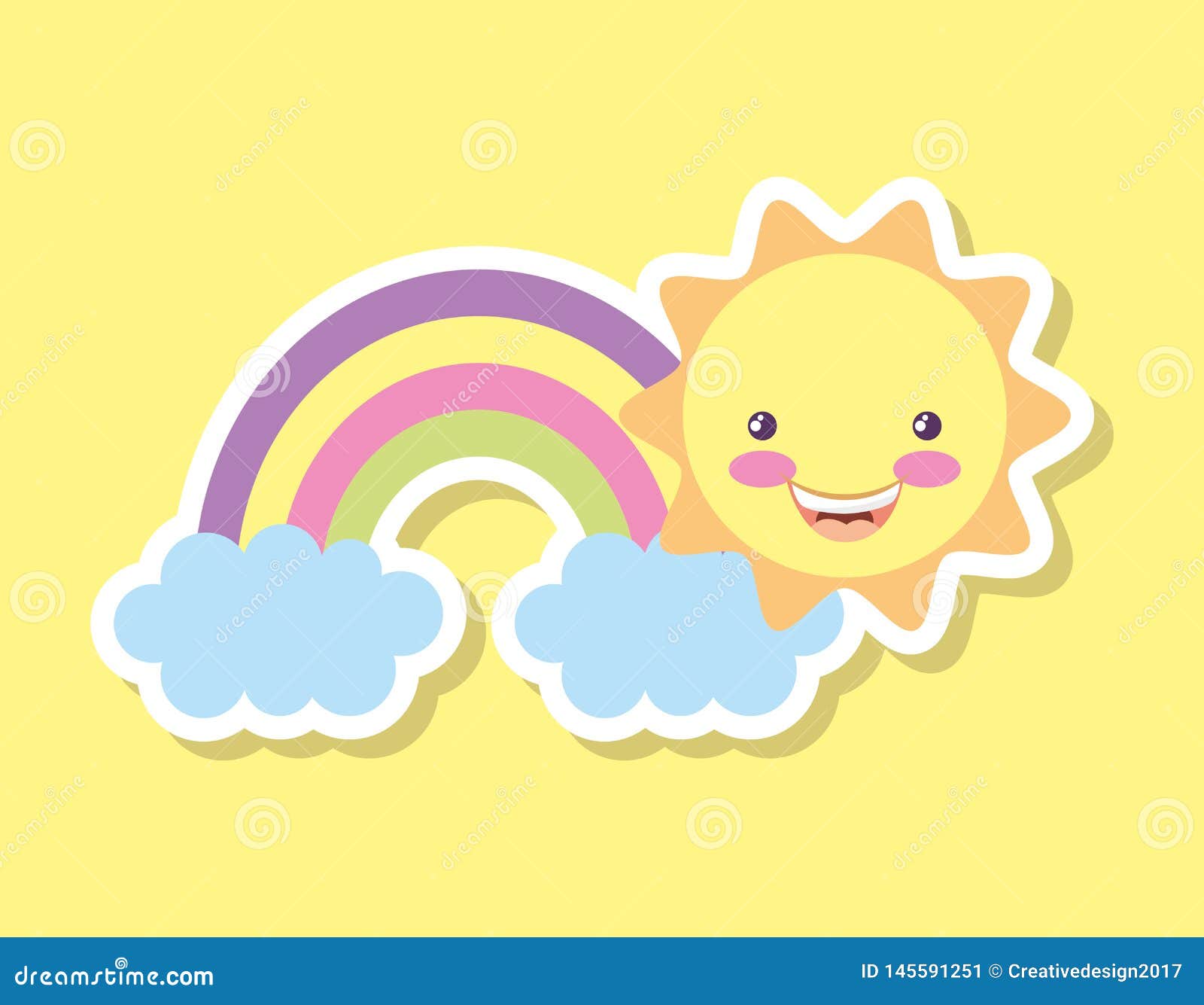 Rainbow and Sun Smiling Cartoons Stock Vector - Illustration of ...