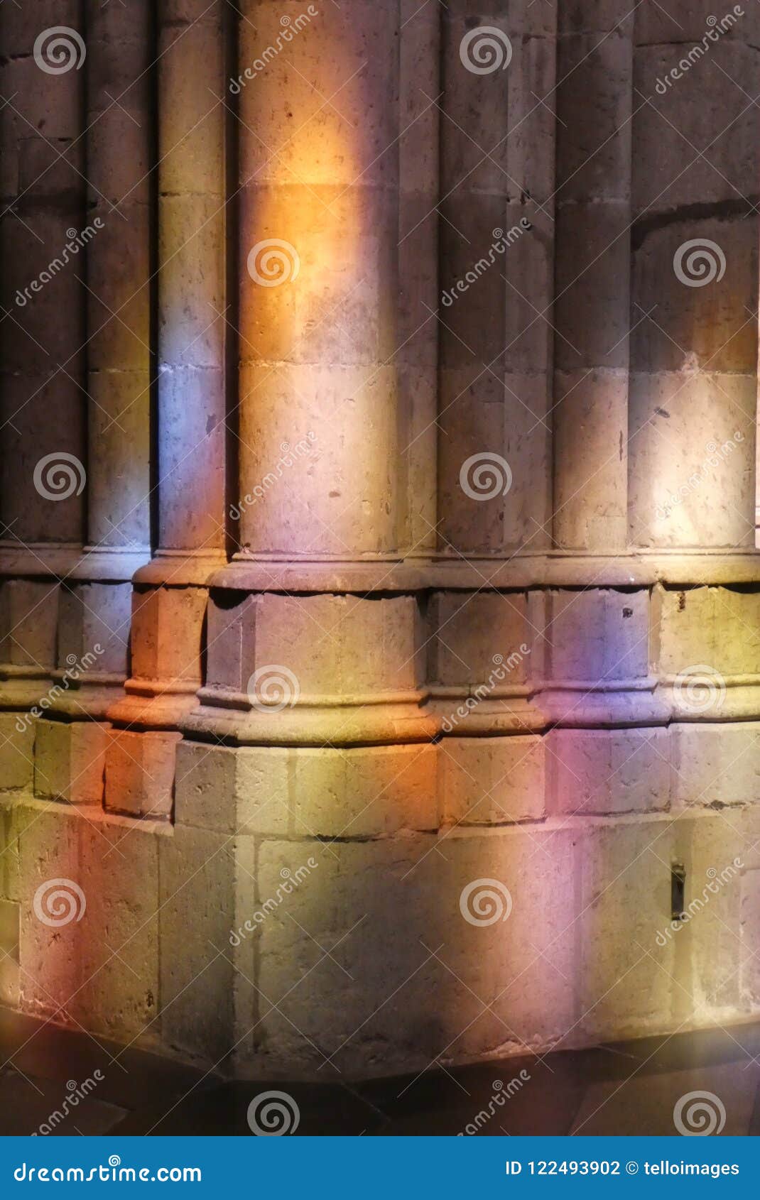 Rainbow Colors on Old Stone Pillars Stock Illustration - Illustration ...