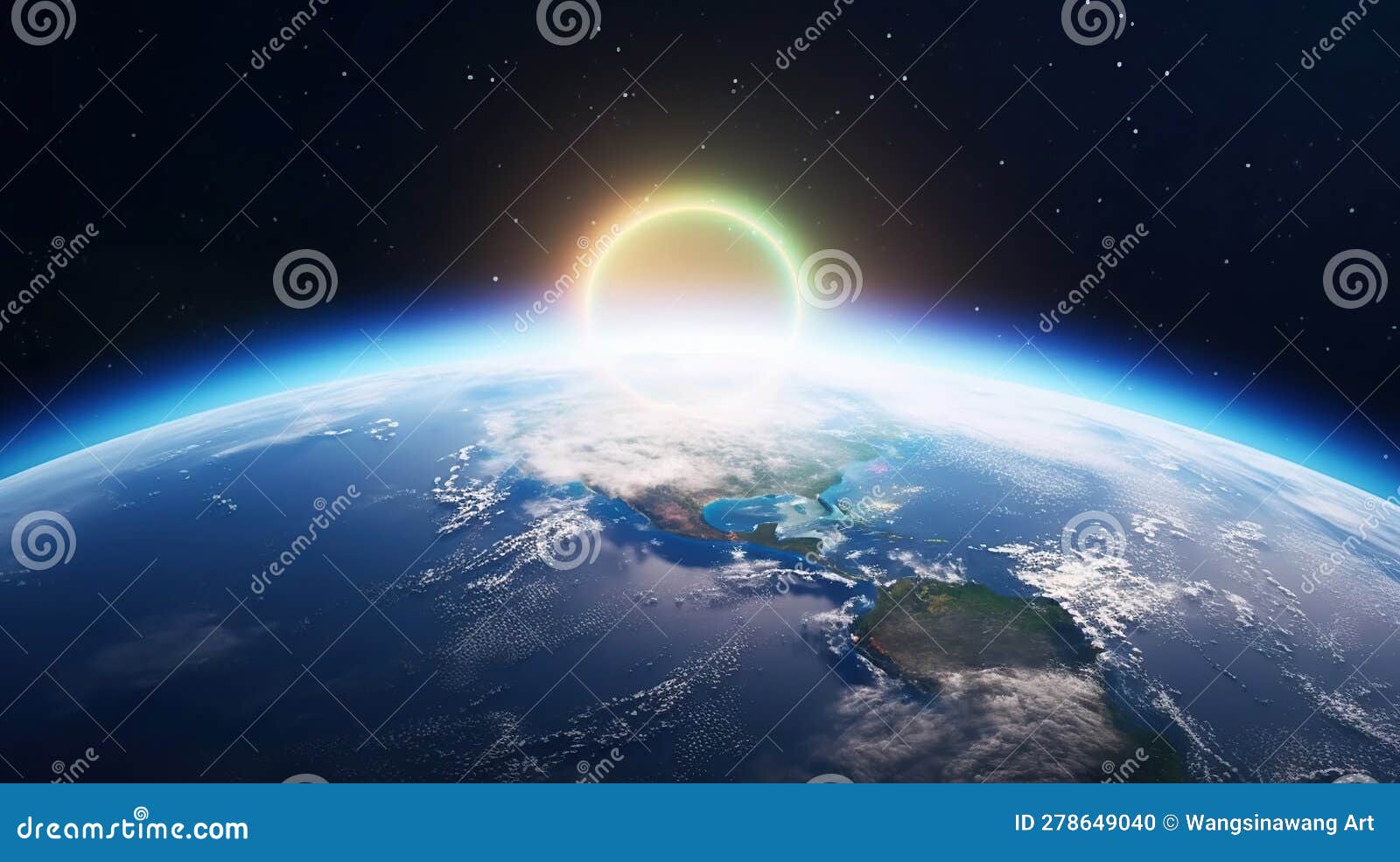 Rainbow Surrounds the Planet Earth AI Generated Image Stock ...