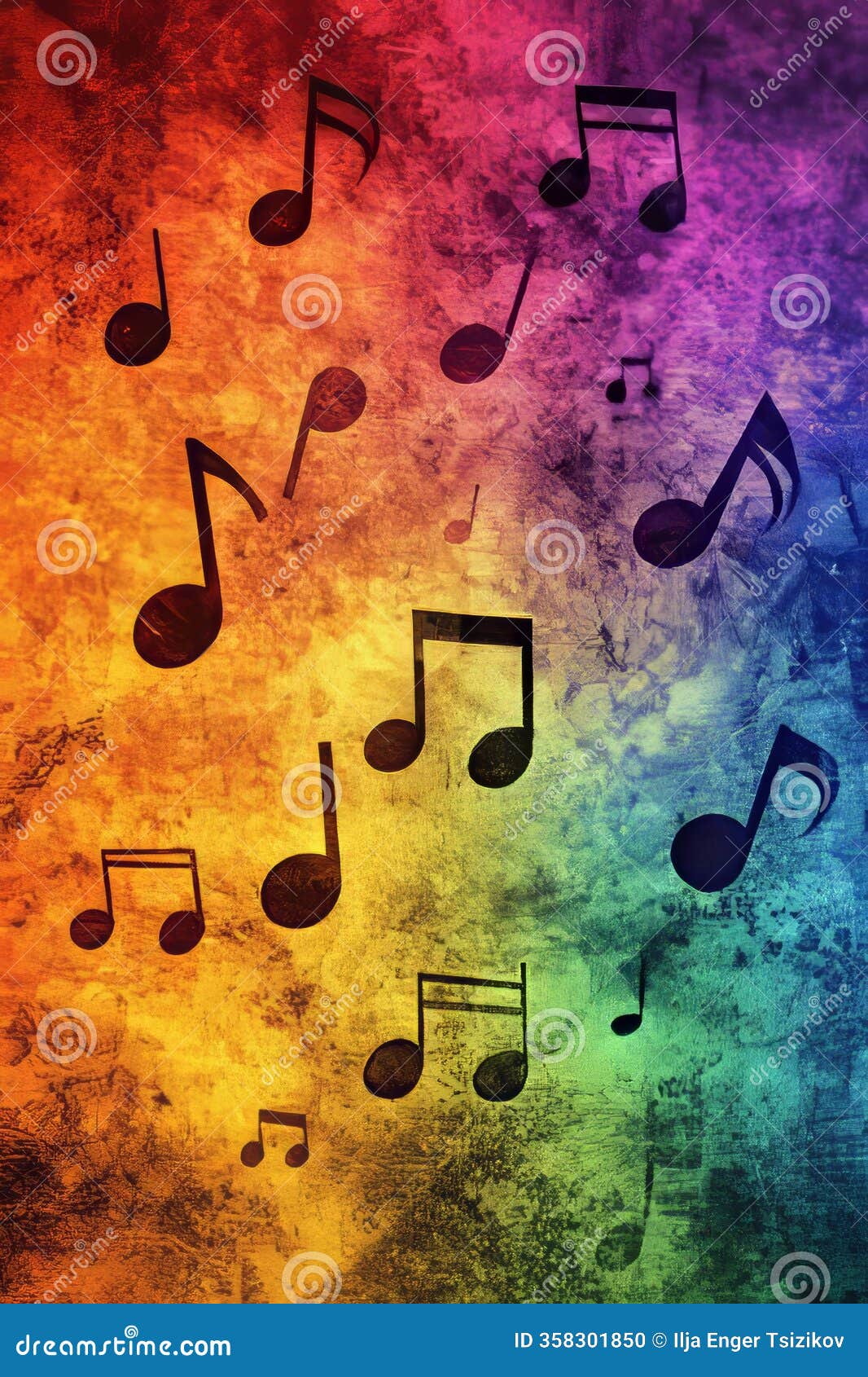Rainbow Symphony Lively Music Notes on Artistic Background for ...