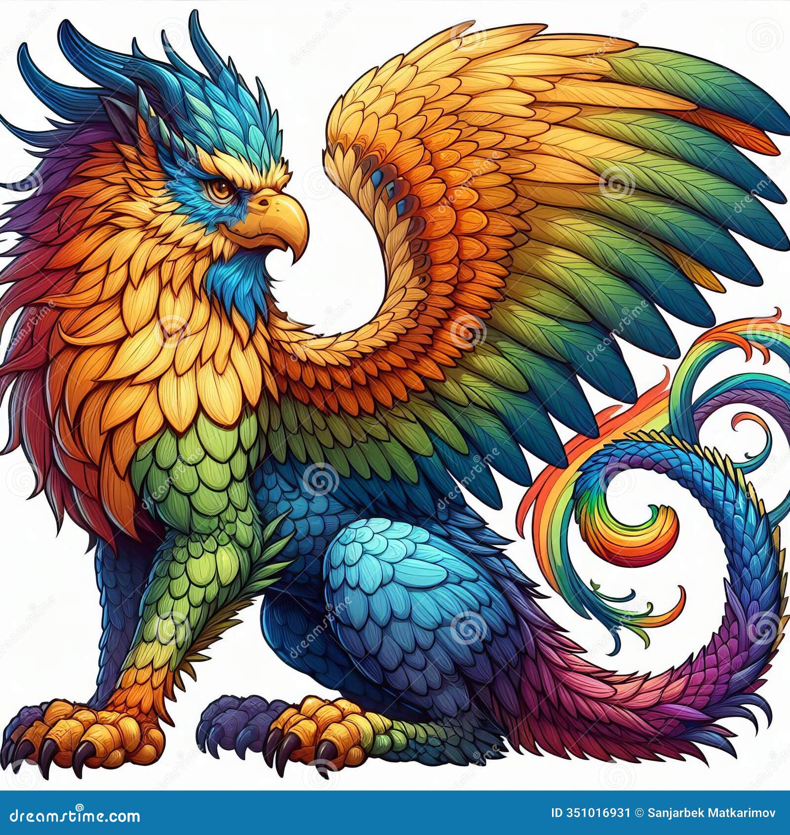 Rainbow Tailed Griffin a Griffin with a Multi Colored Tail Stock ...