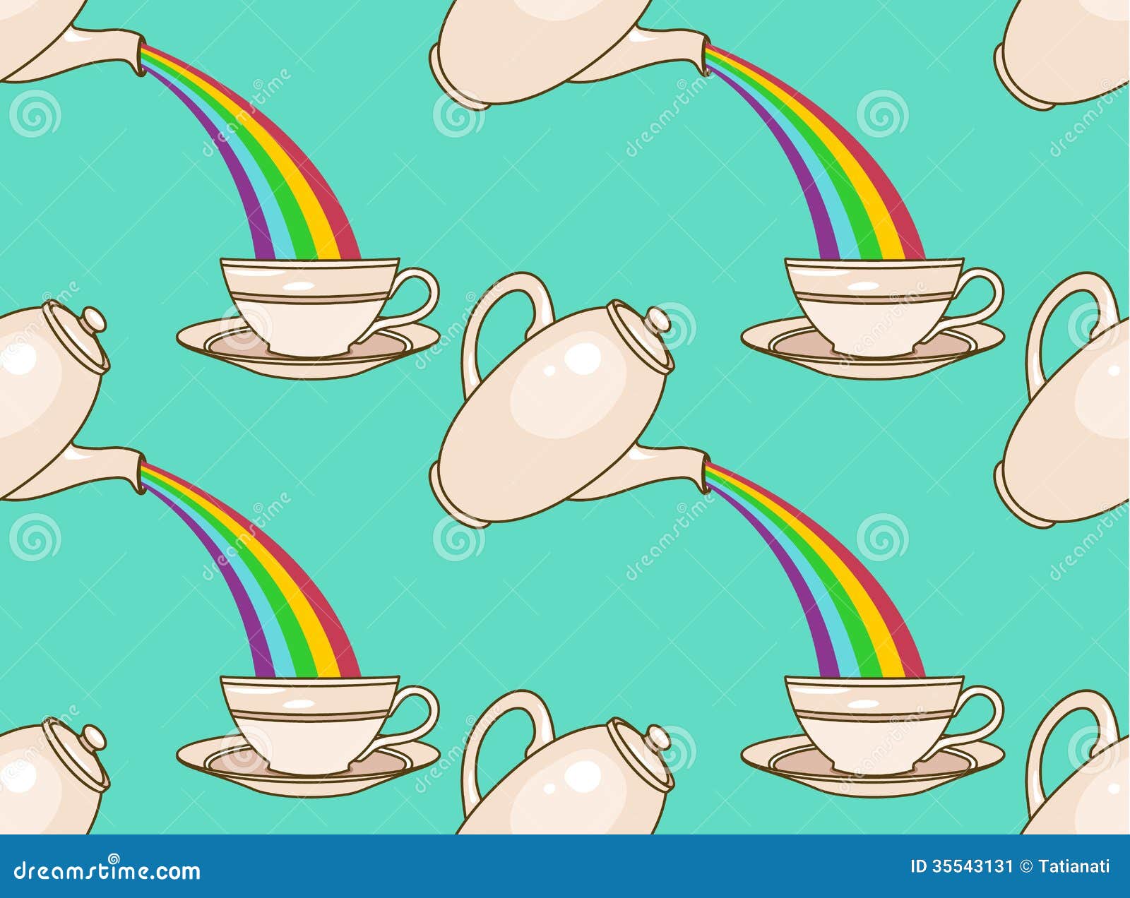 Rainbow tea pattern stock vector. Illustration of graphic - 35543131