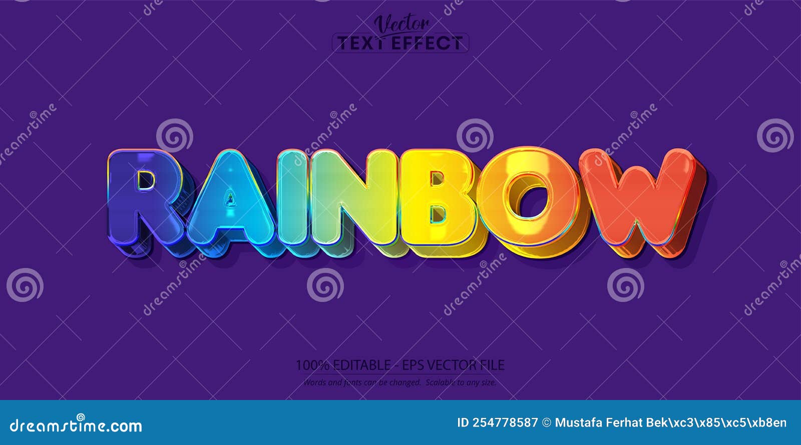 Rainbow Text Effect, Editable Colorful and Cartoon Text Style Stock ... Rainbow Text Effect, Editable Colorful and Cartoon Text Style Stock ...