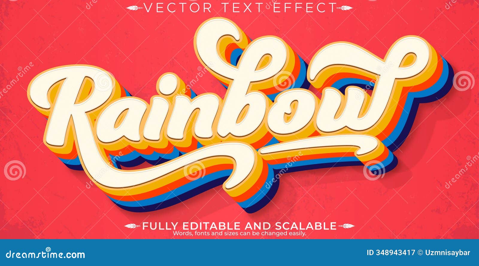 Rainbow Text Effect, Editable Vintage and Script Text Style Stock ...