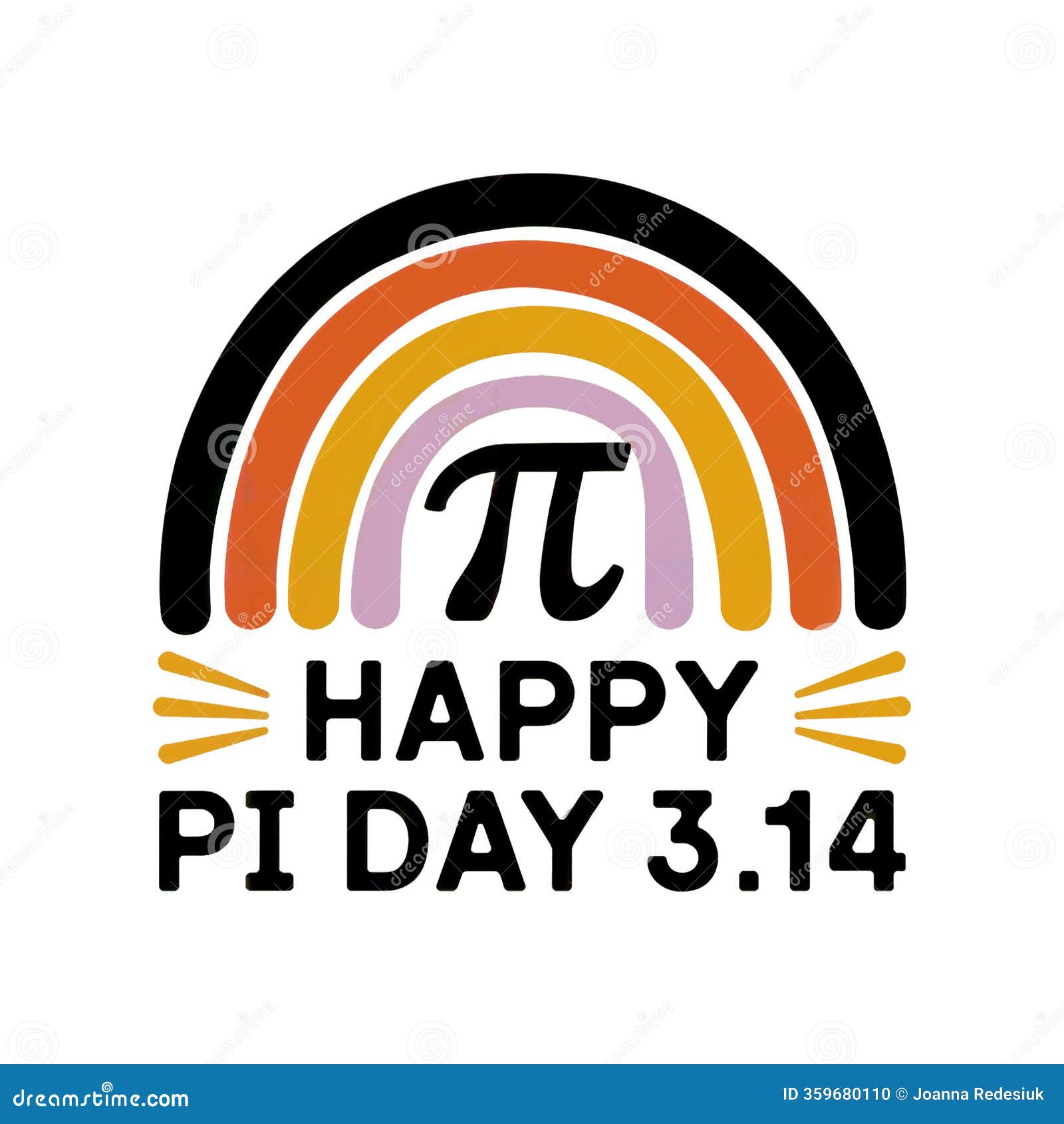 The Rainbow, the Text Happy Pi Day 3.14 Stock Illustration ...