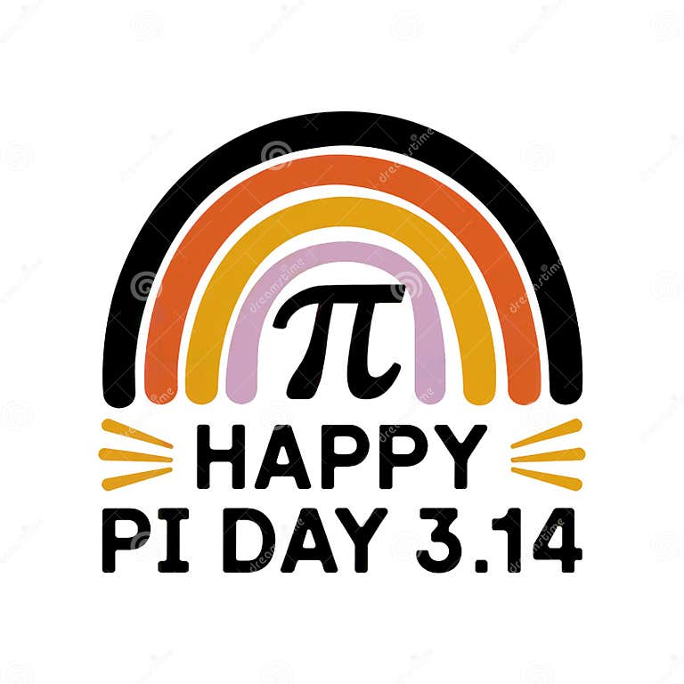 The Rainbow, the Text Happy Pi Day 3.14 Stock Illustration ...