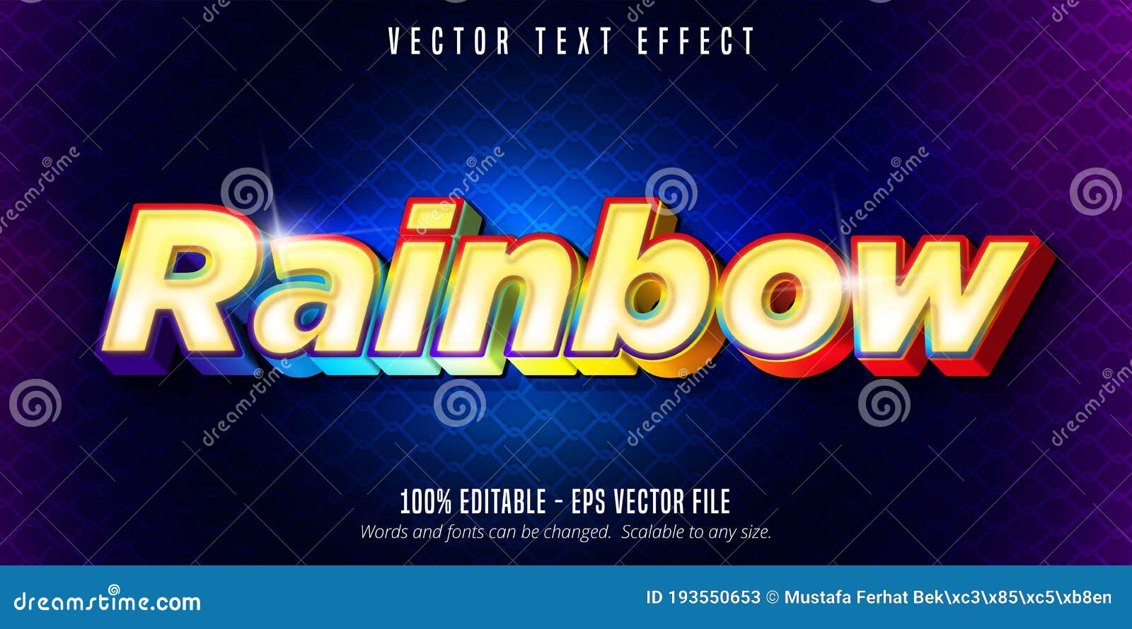 Rainbow Text, Shiny Colorful Editable Text Effect Stock Vector - Illustration of realistic ...