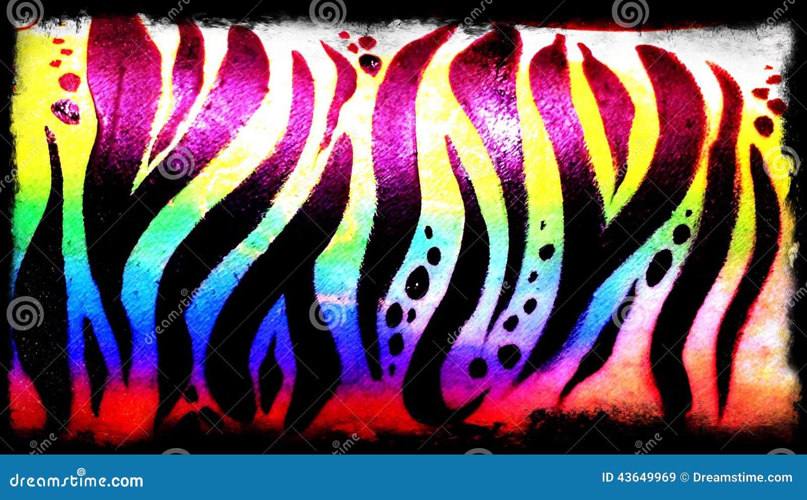 Rainbow Tiger Face Emerging From Darkness, Vibrant Neon Colors Stock ...